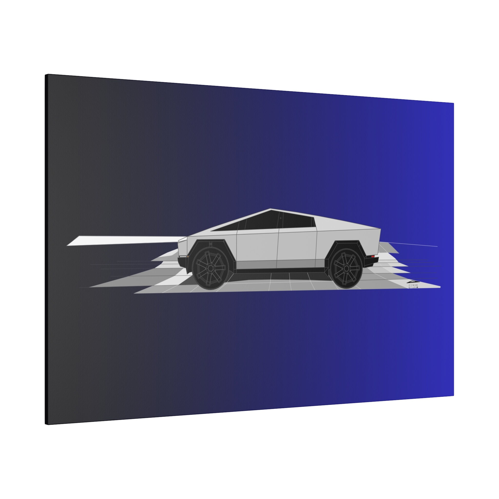 Tesla Cybertruck Wall Art Artwork & Portrait (blue Background ...