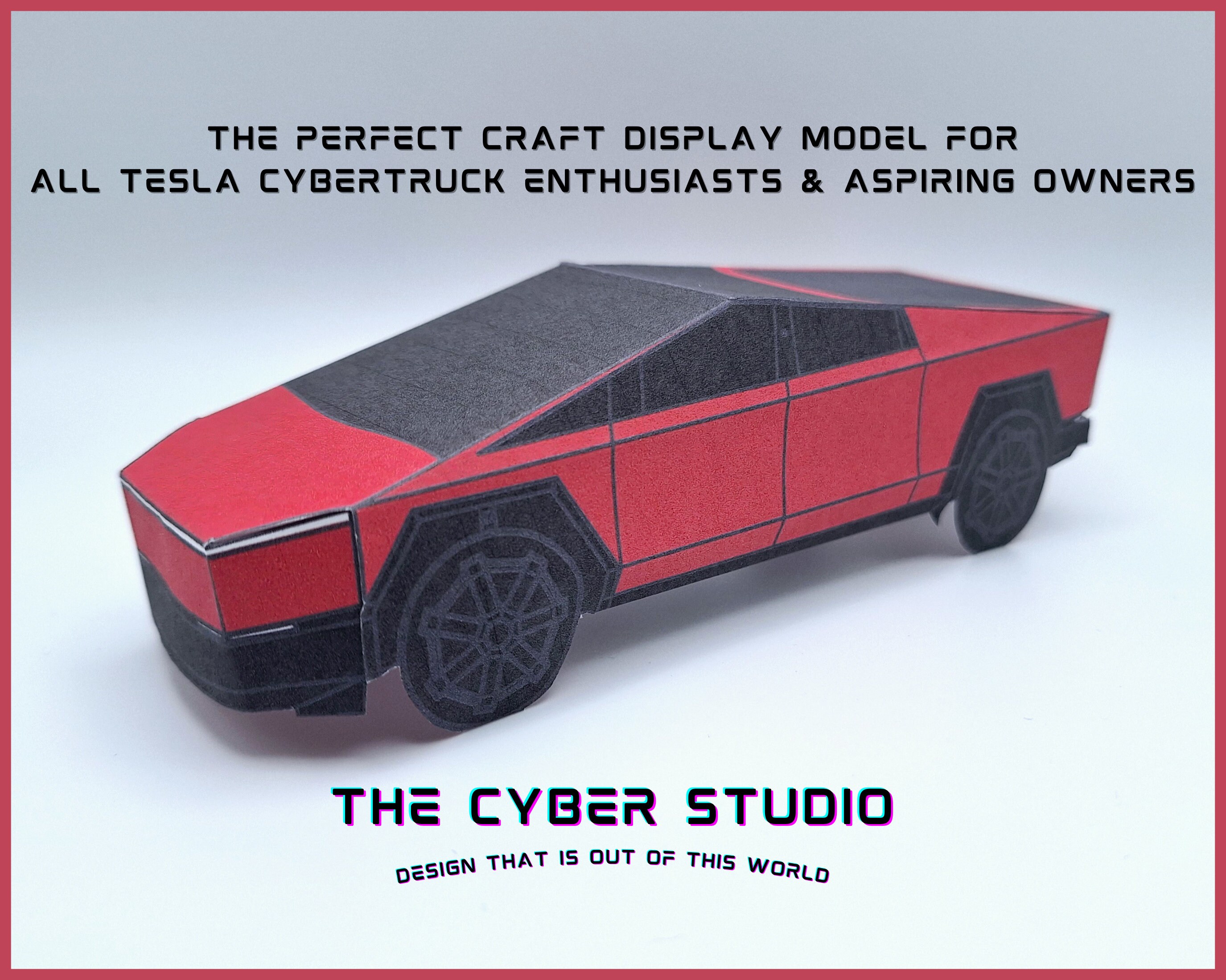 Tesla Satin Red Wrap Cybertruck EV Foldable Craft Model PDF Printable ...
