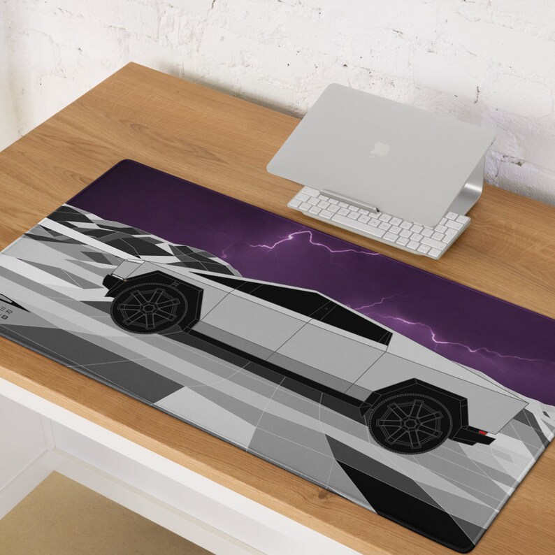 Tesla Cybertruck Desk Mouse Pad User Interface Inspired Lightning Storm ...