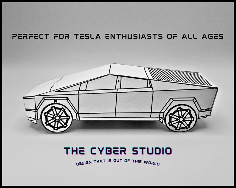 Tesla Cybertruck Black & White EV Foldable Paper Car Truck Origami ...