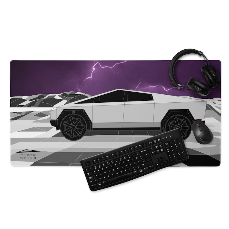 Tesla Cybertruck Desk Mouse Pad User Interface Inspired Lightning Storm ...