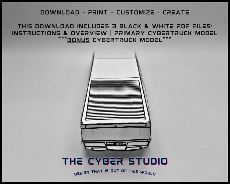 Tesla Cybertruck Black & White EV Foldable Paper Car Truck Origami ...