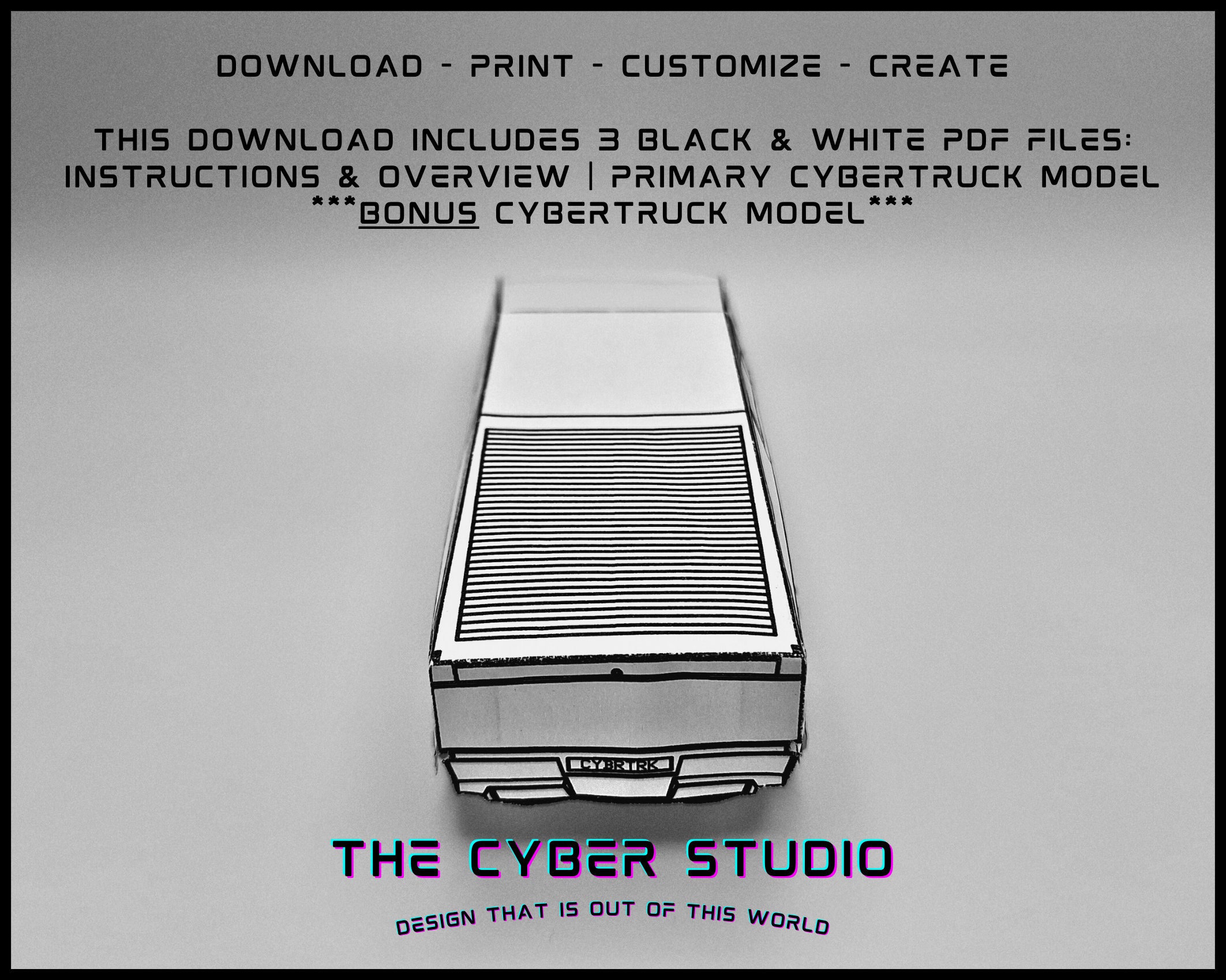 Tesla Cybertruck Black & White EV Foldable Paper Car Truck Origami ...