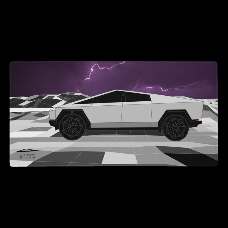 Tesla Cybertruck Desk Mouse Pad User Interface Inspired Lightning Storm ...