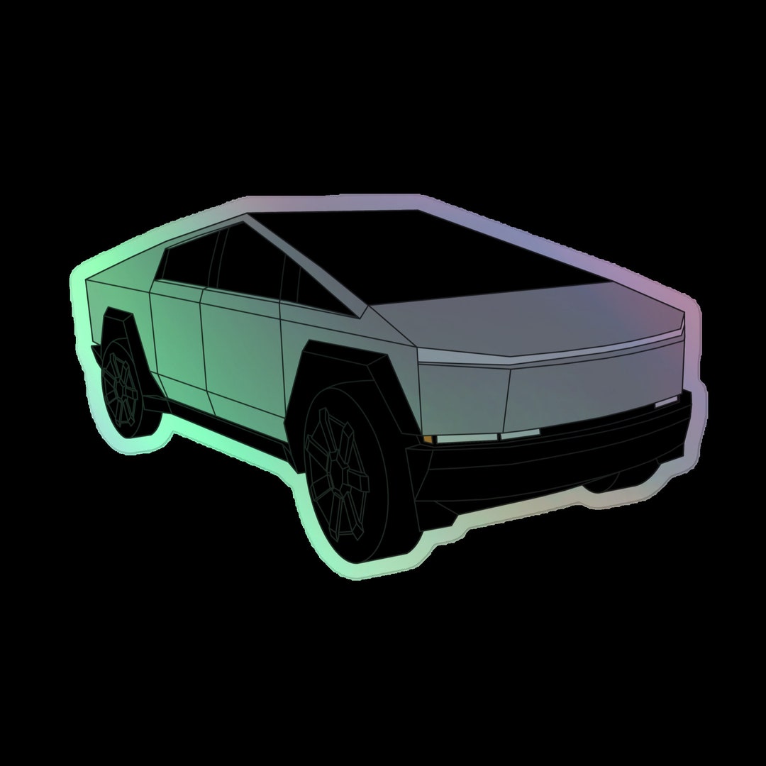 Tesla Cybertruck Isometric Holographic Reflective Sticker for EV Fans ...