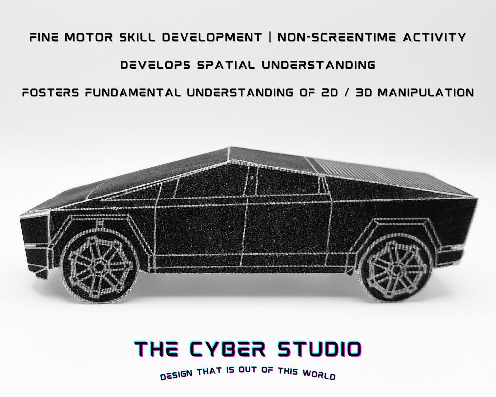 Tesla Cybertruck Full Color 4 Pack Foldable Paper Origami Craft Model ...