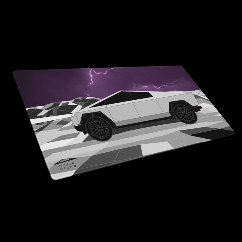 Tesla Cybertruck Desk Mouse Pad User Interface Inspired Lightning Storm ...