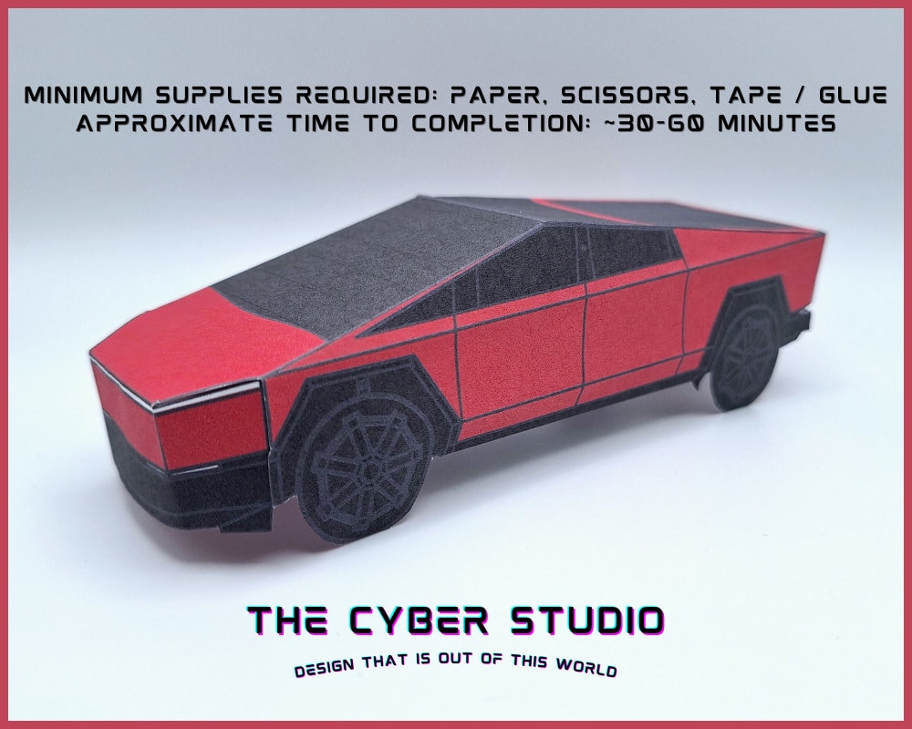 Tesla Cybertruck Full Color 4 Pack Foldable Paper Origami Craft Model ...