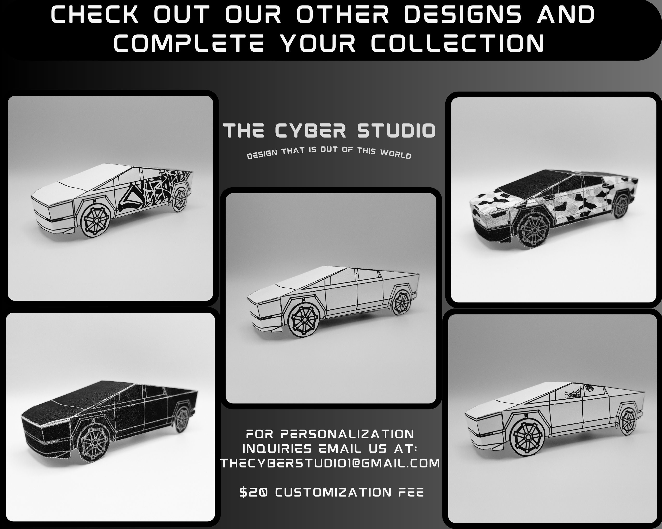 Tesla Cybertruck Black & White EV Foldable Paper Car Truck Origami ...