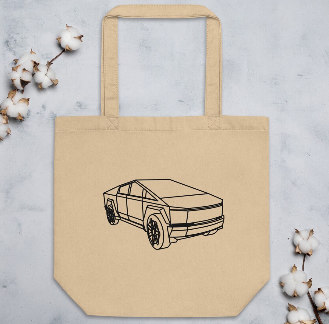 Cybertruck Silhouette Eco Organic Tote Bag beige Multipurpose Tote for ...