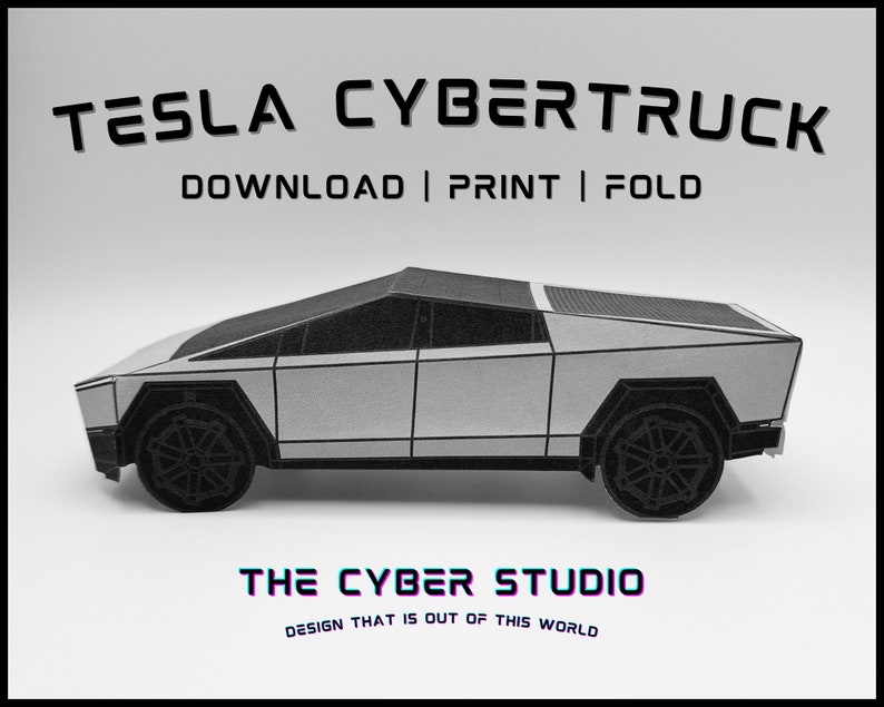 Tesla Cybertruck Full Color Stainless Steel Foldable Paper Origami ...