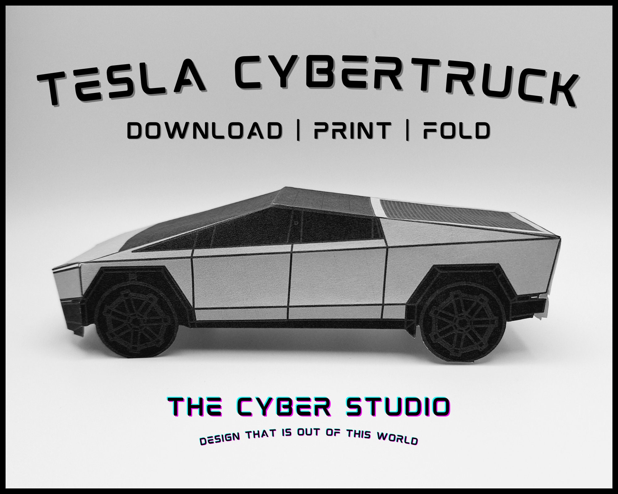Tesla Cybertruck Full Color Stainless Steel Foldable Paper Origami ...