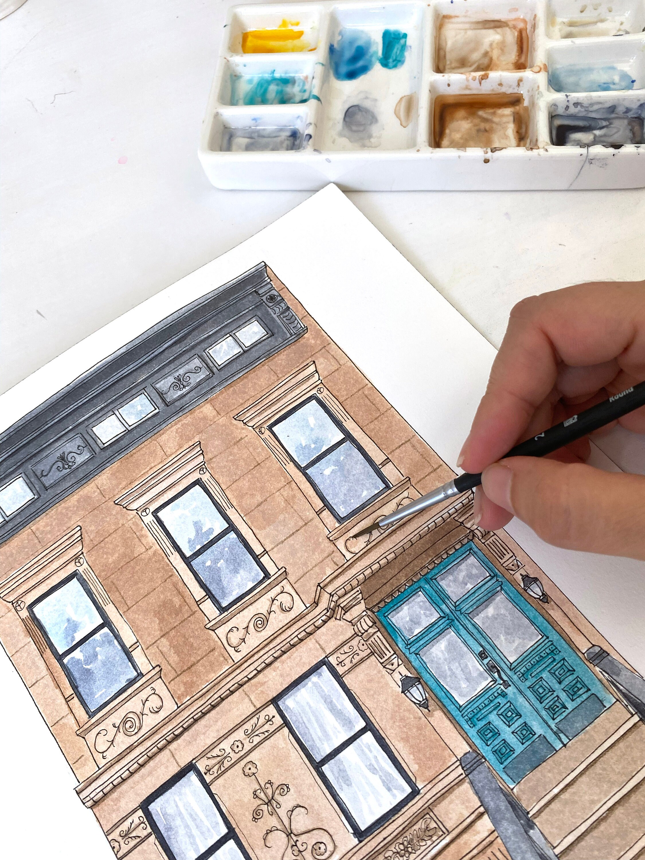 Brooklyn Brownstone Art Print Giclee Poster Watercolor Painting NYC ...