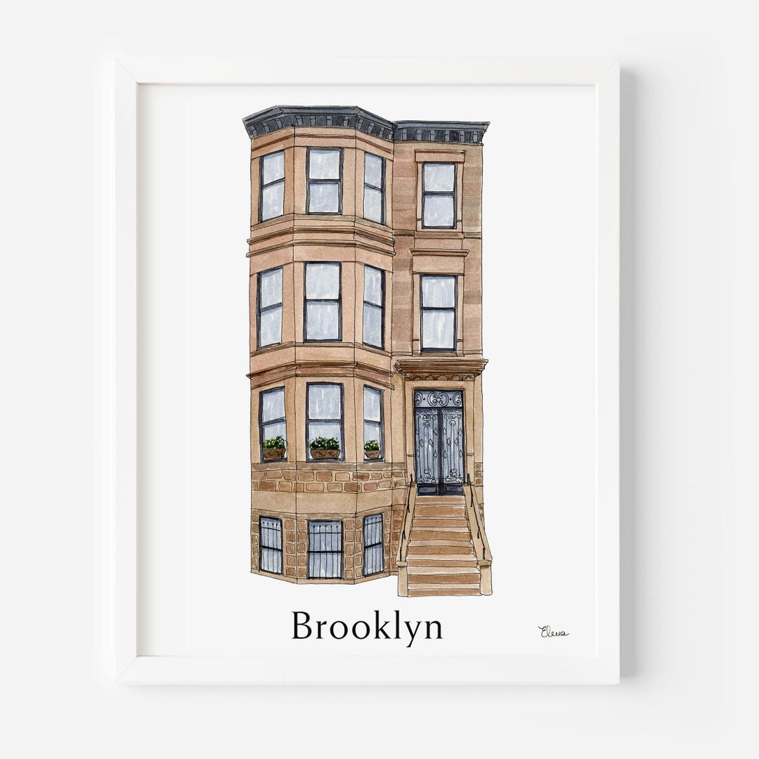 Brooklyn Stoop Art Print | NYC Brownstone Watercolor | New York City ...