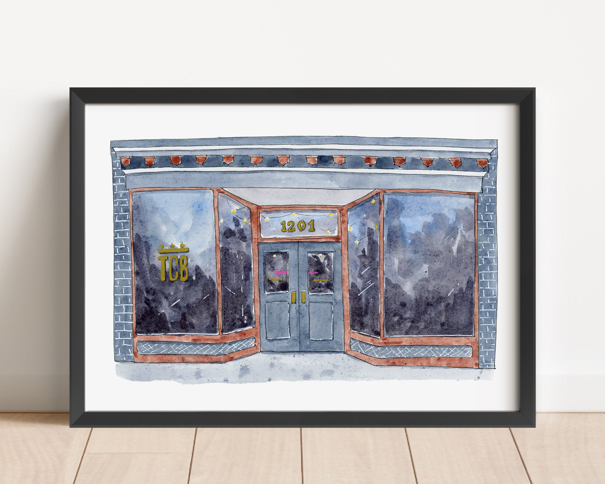 Custom Watercolor Location Painting of a Restaurant Bar - Etsy