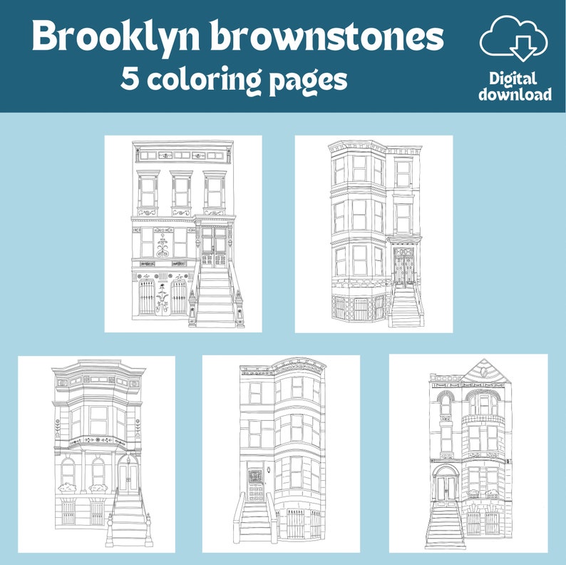 Coloring Pages Brooklyn Brownstones 5 Printable New York City Coloring ...