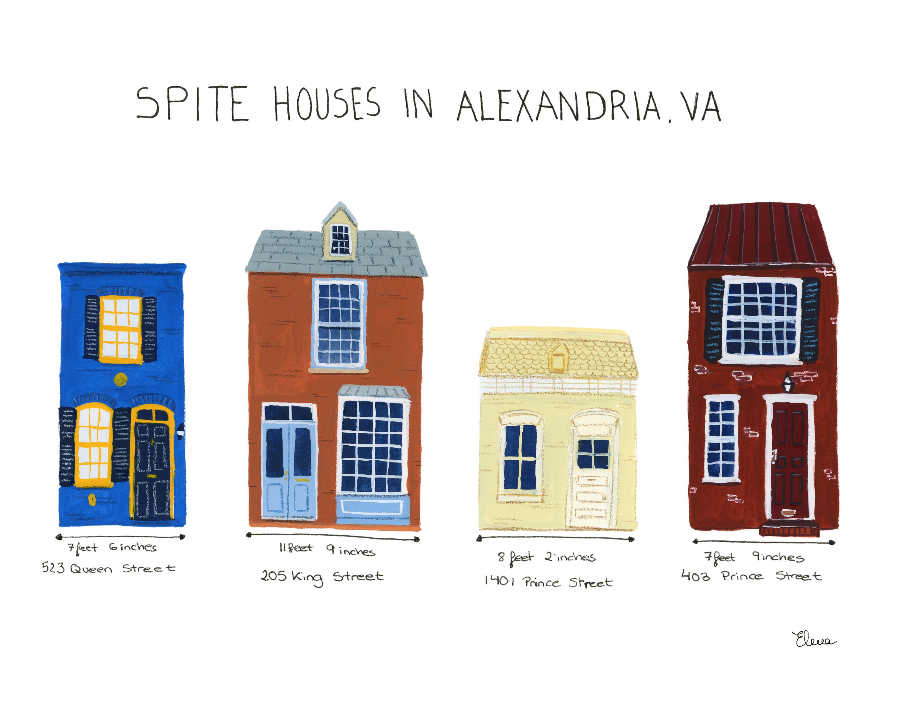 Spite Houses in Alexandria Art Print Virginia Wall Art Tiny House ...