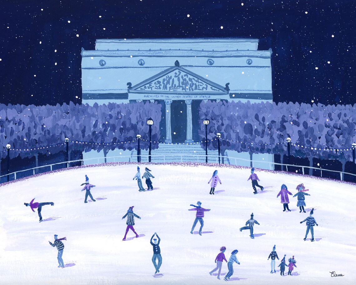 Ice Rink at the Sculpture Garden in Washington DC Art Print | Ice Rink ...