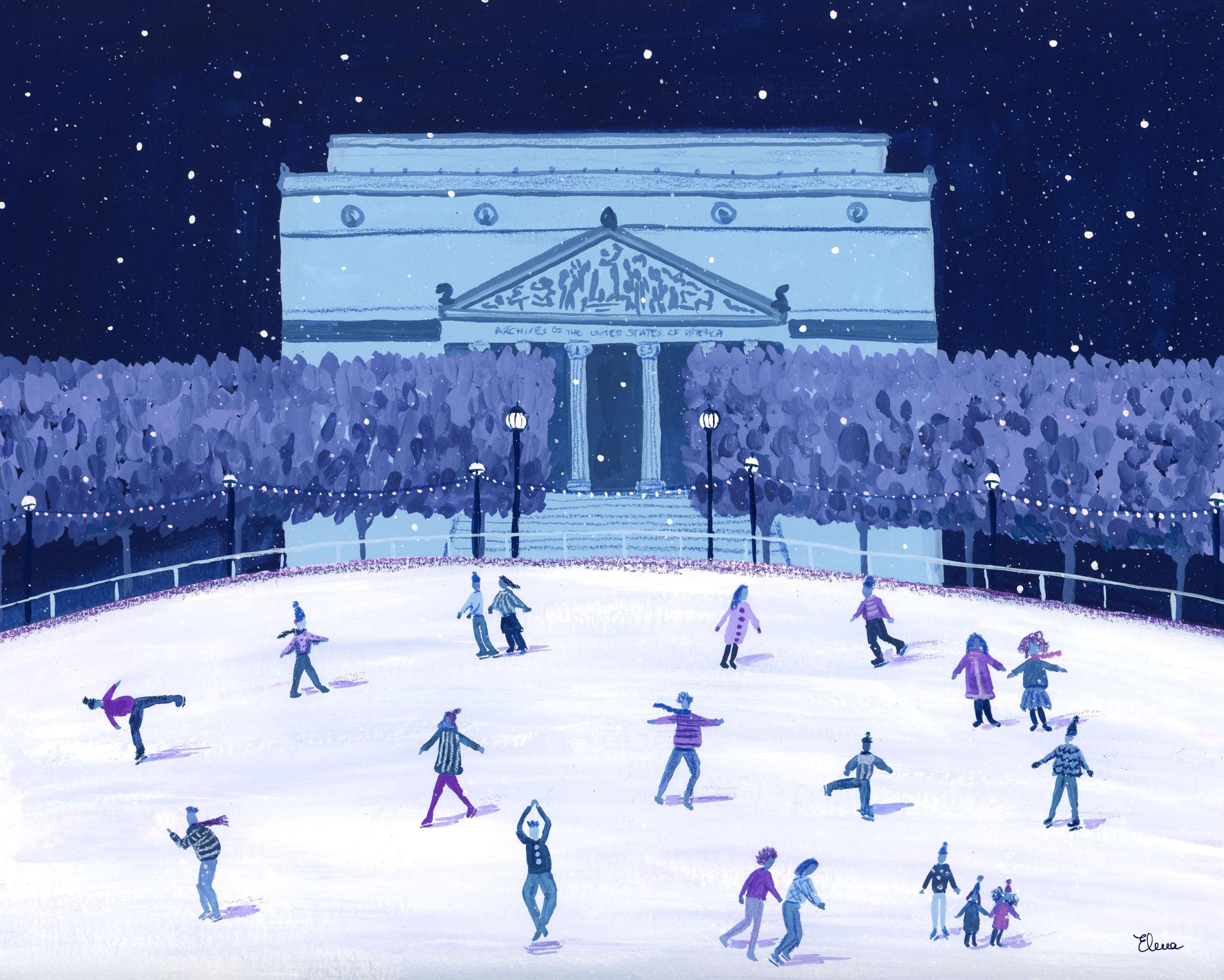 Ice Rink at the Sculpture Garden in Washington DC Art Print | Ice Rink ...