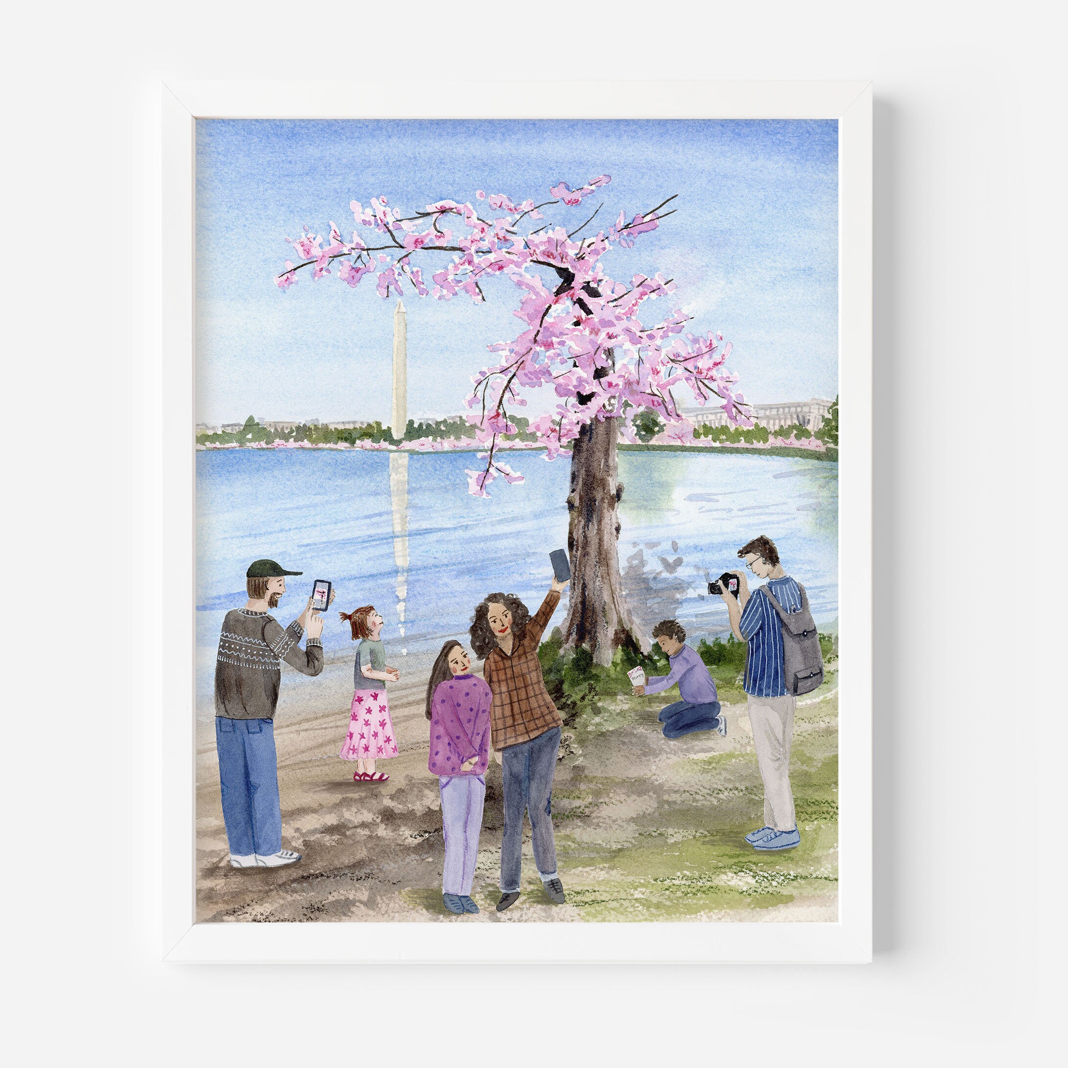 Stumpy Tree Illustration Tidal Basin, Washington DC Art Print Cherry ...