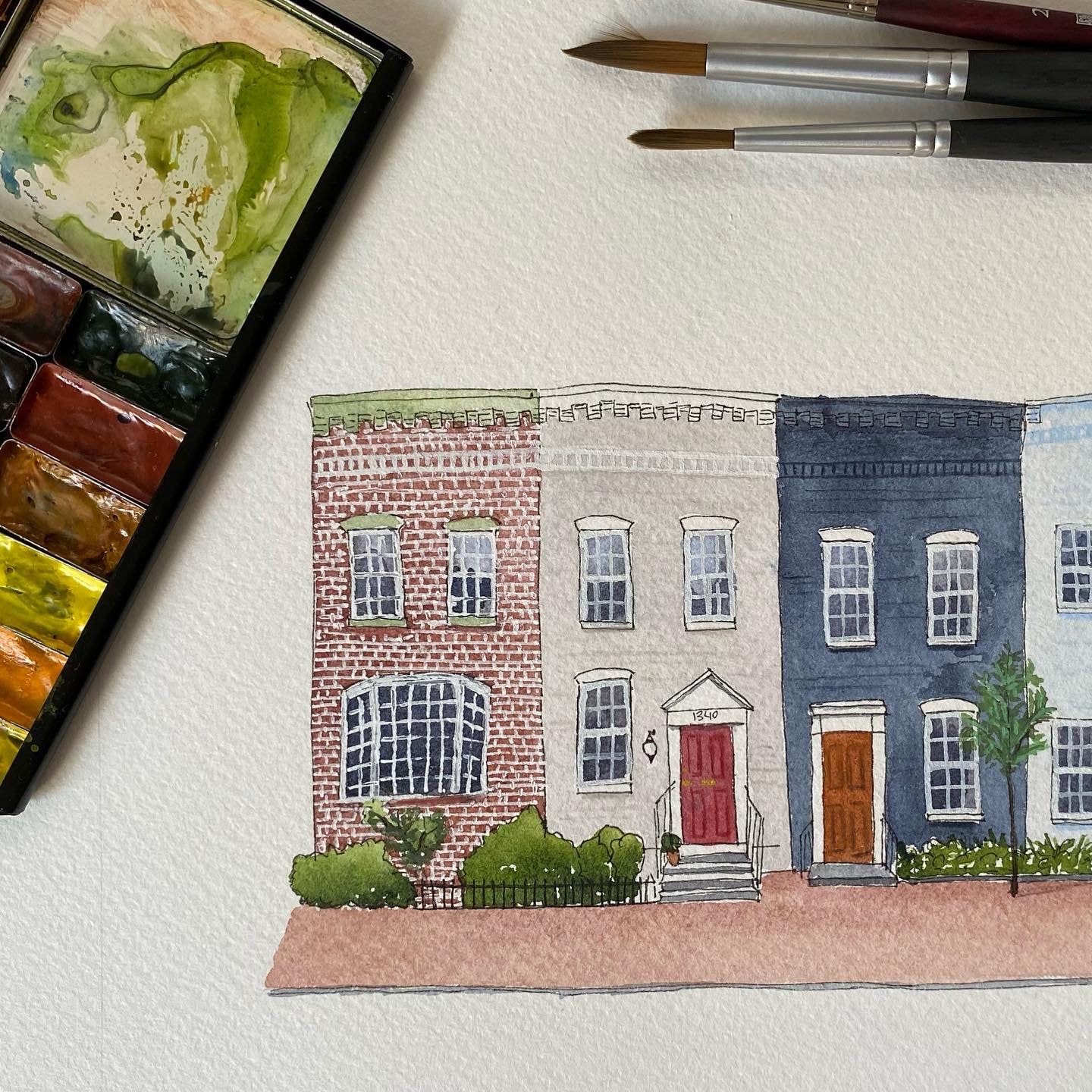 Georgetown Street Art Print | Washington DC Poster | Watercolor ...
