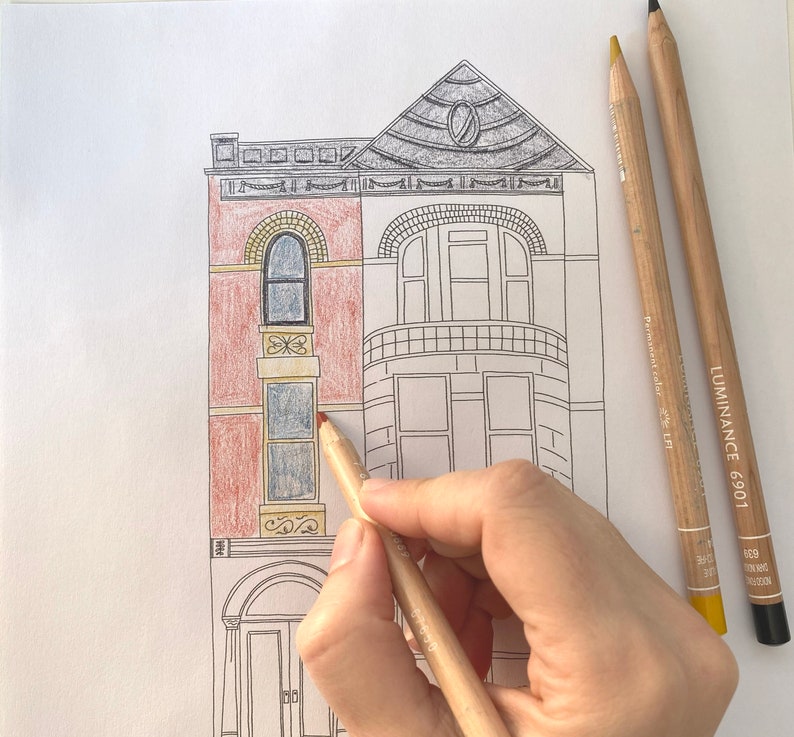 5 Coloring Pages of Brooklyn Brownstones | Printable New York City ...