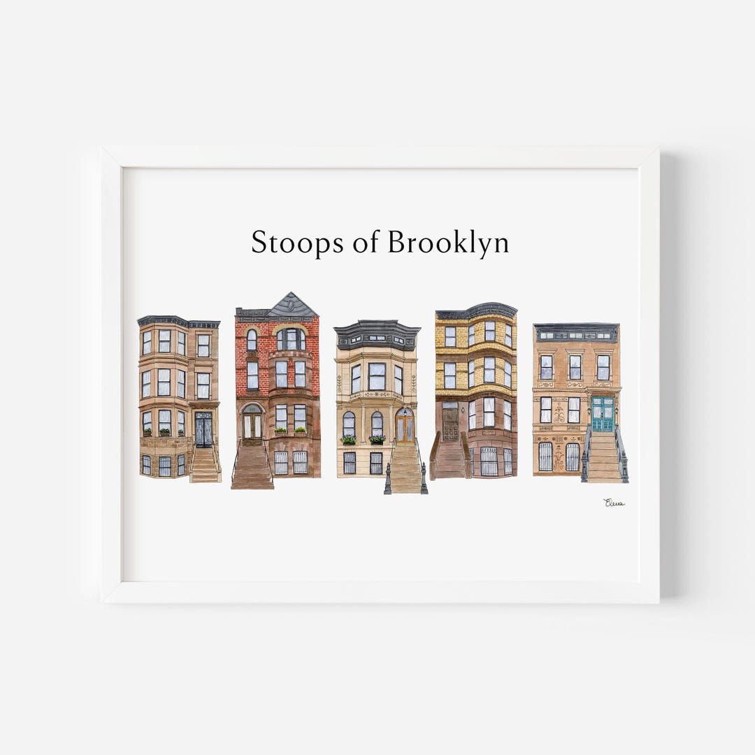 Stoops of Brooklyn Art Print | Watercolor Painting | NYC Wall Art ...