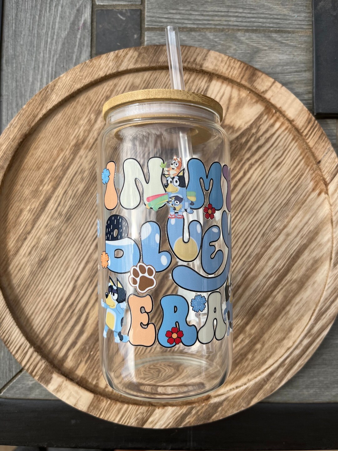 16oz in My Bluey Era Glass Tumbler, Bluey Coffee Cup, Mom Gift, Disneys ...