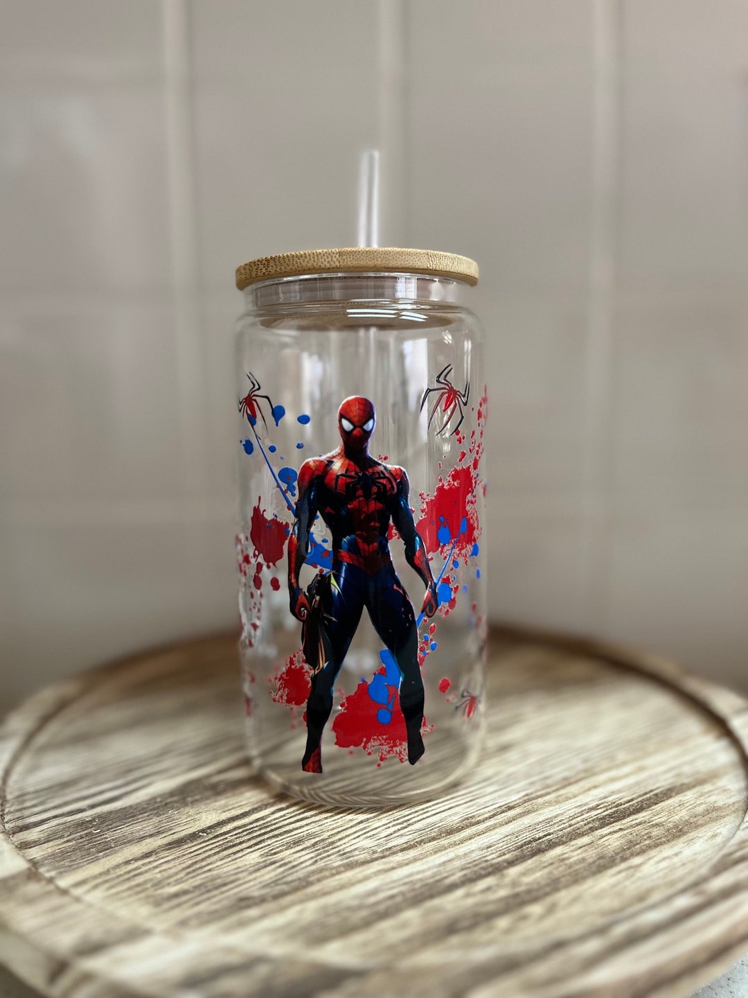Spider-man Glass Tumbler, Marvel Superhero Cup With Straw, Amazing ...