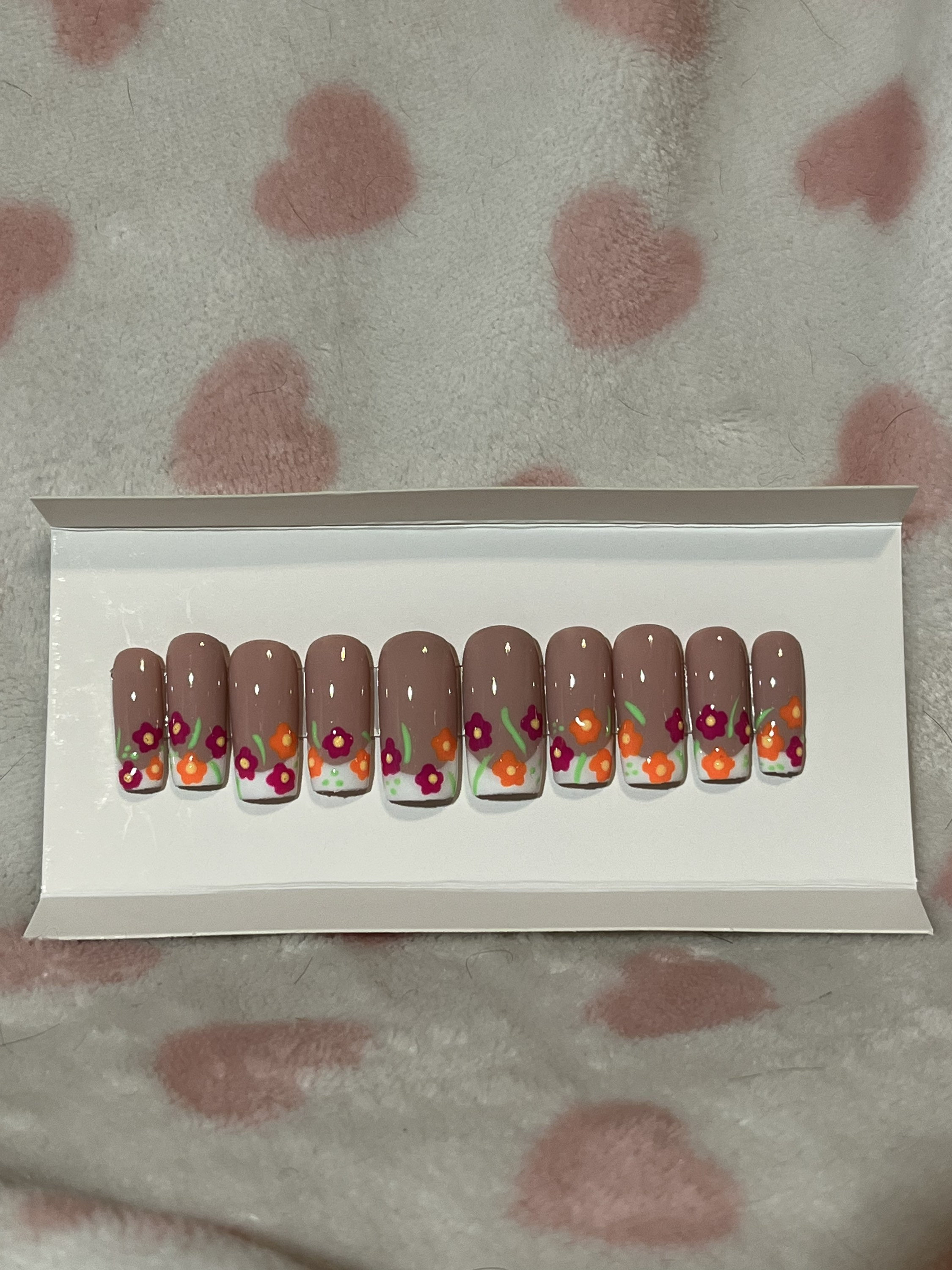 Flower Frenchies Press-on Nails - Etsy