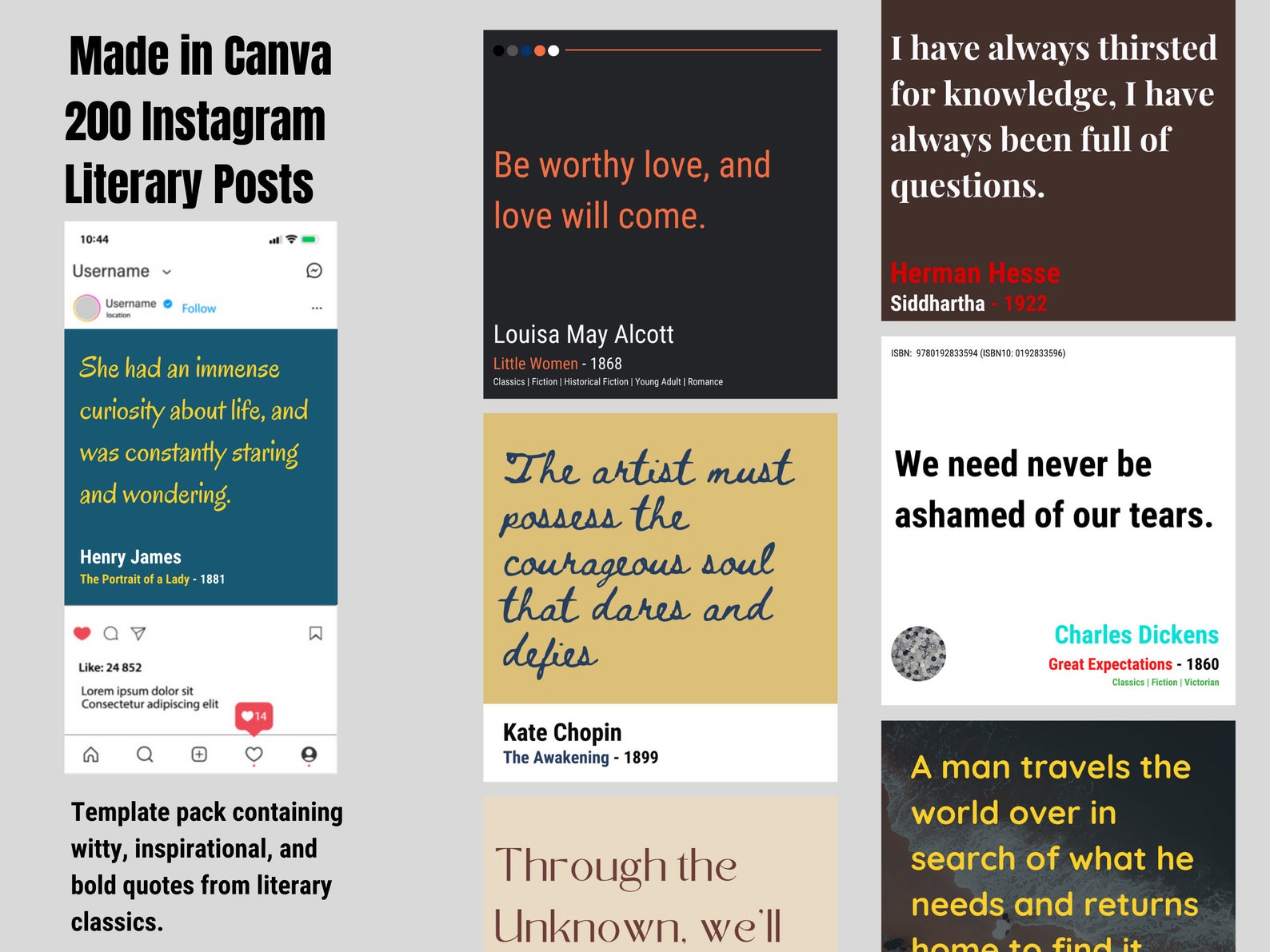 200 Canva Literary Quote Instagram Post Templates | Made With Canva - Etsy