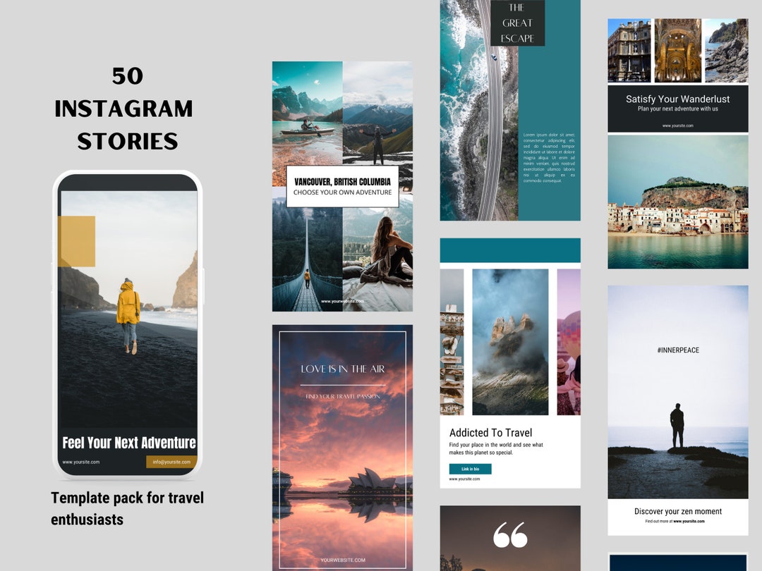 50 Instagram Travel Story Templates - Canva - Etsy