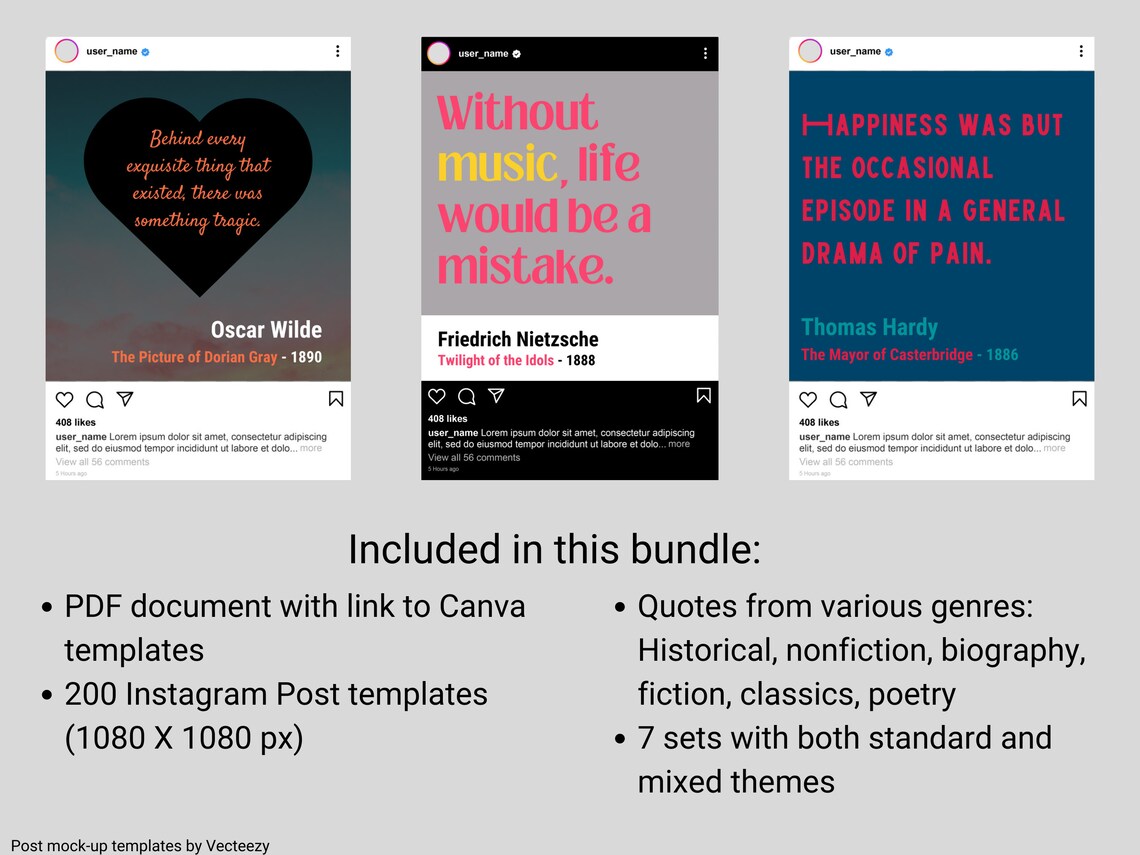 200 Canva Literary Quote Instagram Post Templates | Made With Canva - Etsy