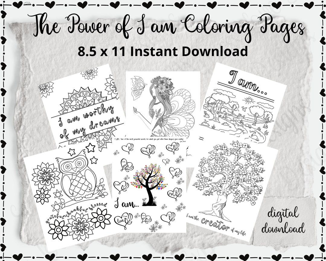 The Power of I Am Coloring Pages, Printable Mental Health Meditation ...