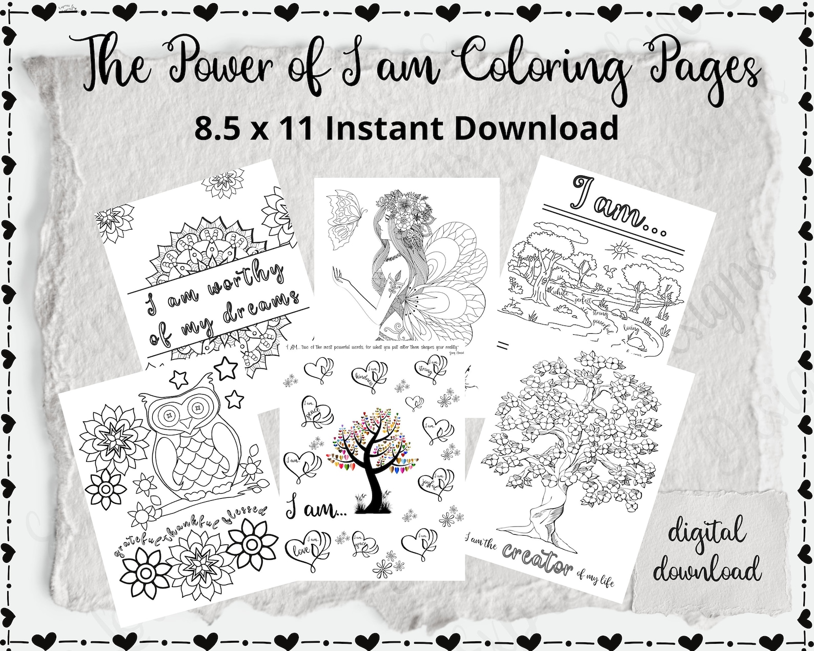 The Power of I Am Coloring Pages, Printable Mental Health Meditation ...