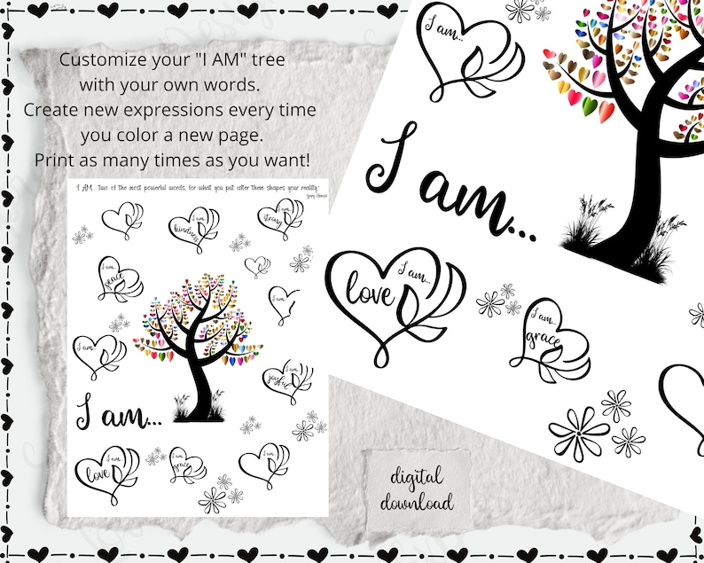 The Power of I Am Coloring Pages, Printable Mental Health Meditation ...
