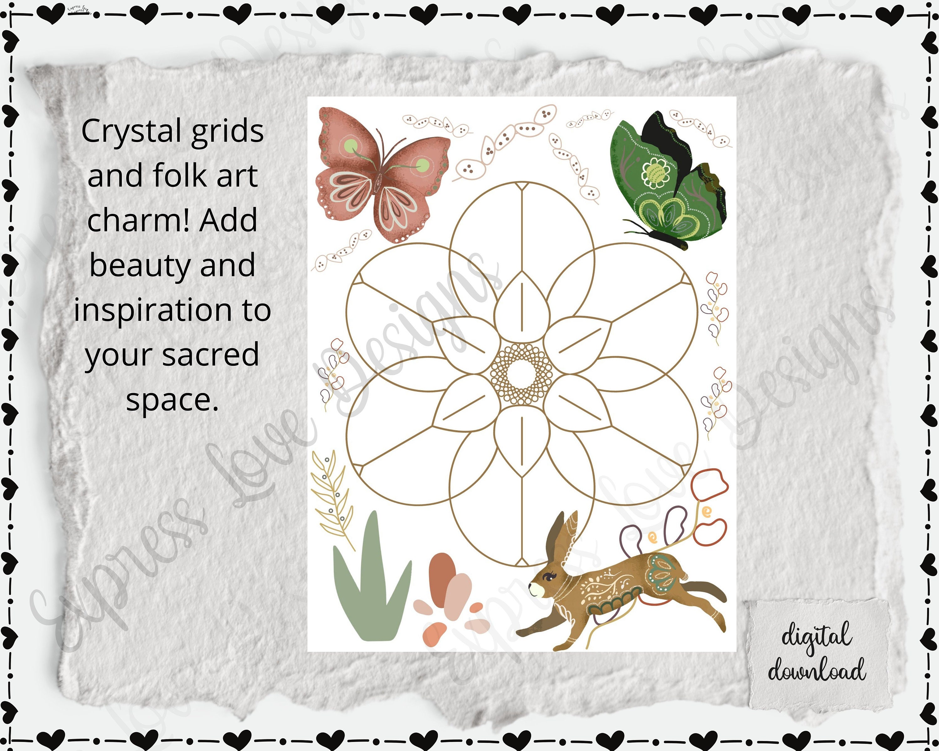 Printable Crystal Grids, Folk Art Crystal Grids, Printable PDF & JPG ...