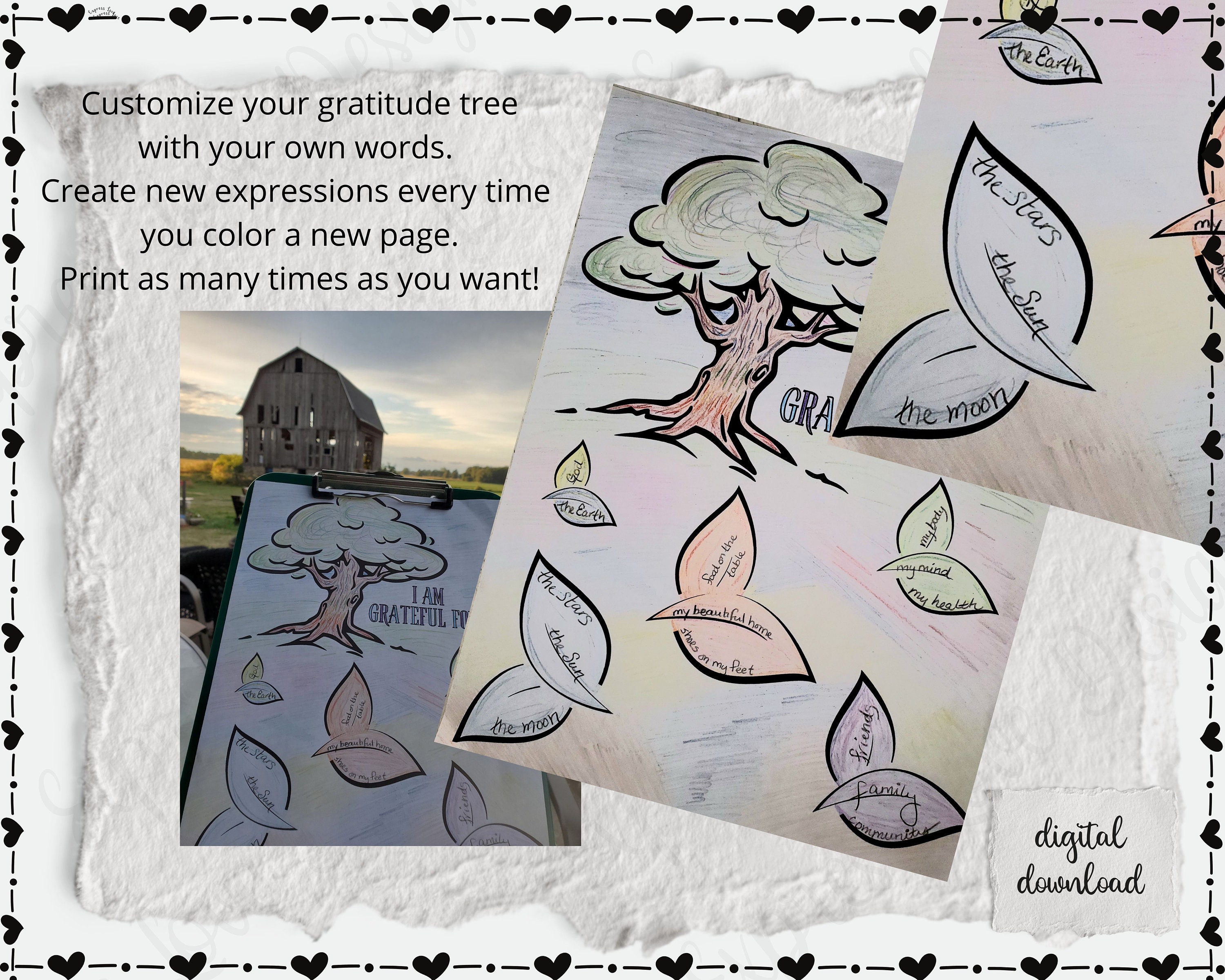 Gratitude Journal Coloring Pages for Mental Health and Relaxation ...