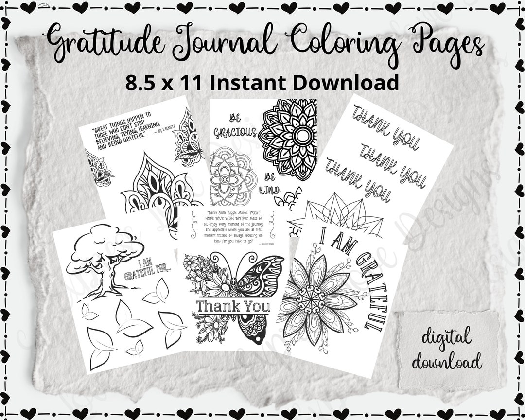 Gratitude Journal Coloring Pages for Mental Health and Relaxation ...