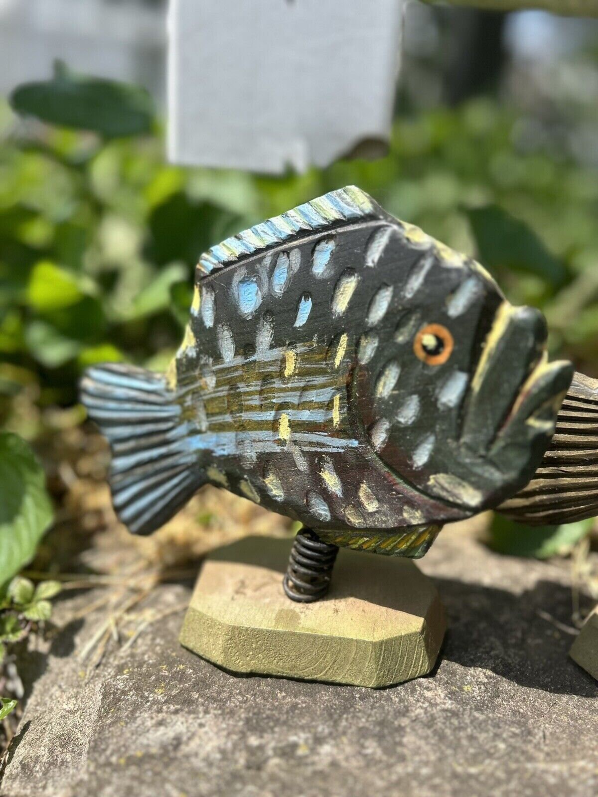 Hand Carved Wooden Tropical Fish 2 Spring Mounted on Stand - Etsy
