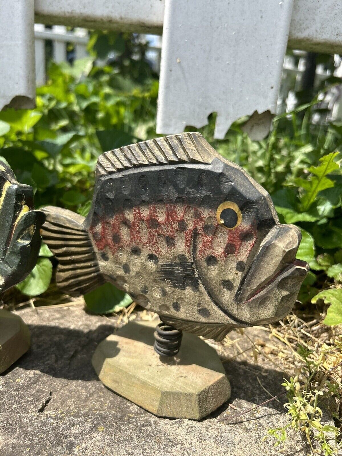 Hand Carved Wooden Tropical Fish 2 Spring Mounted on Stand - Etsy