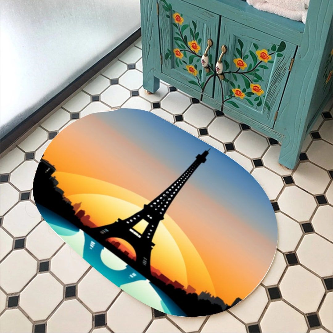 Bath Mat the Eiffel Tower at Sunrise AI Painting Mat Diatom Mud Mat ...