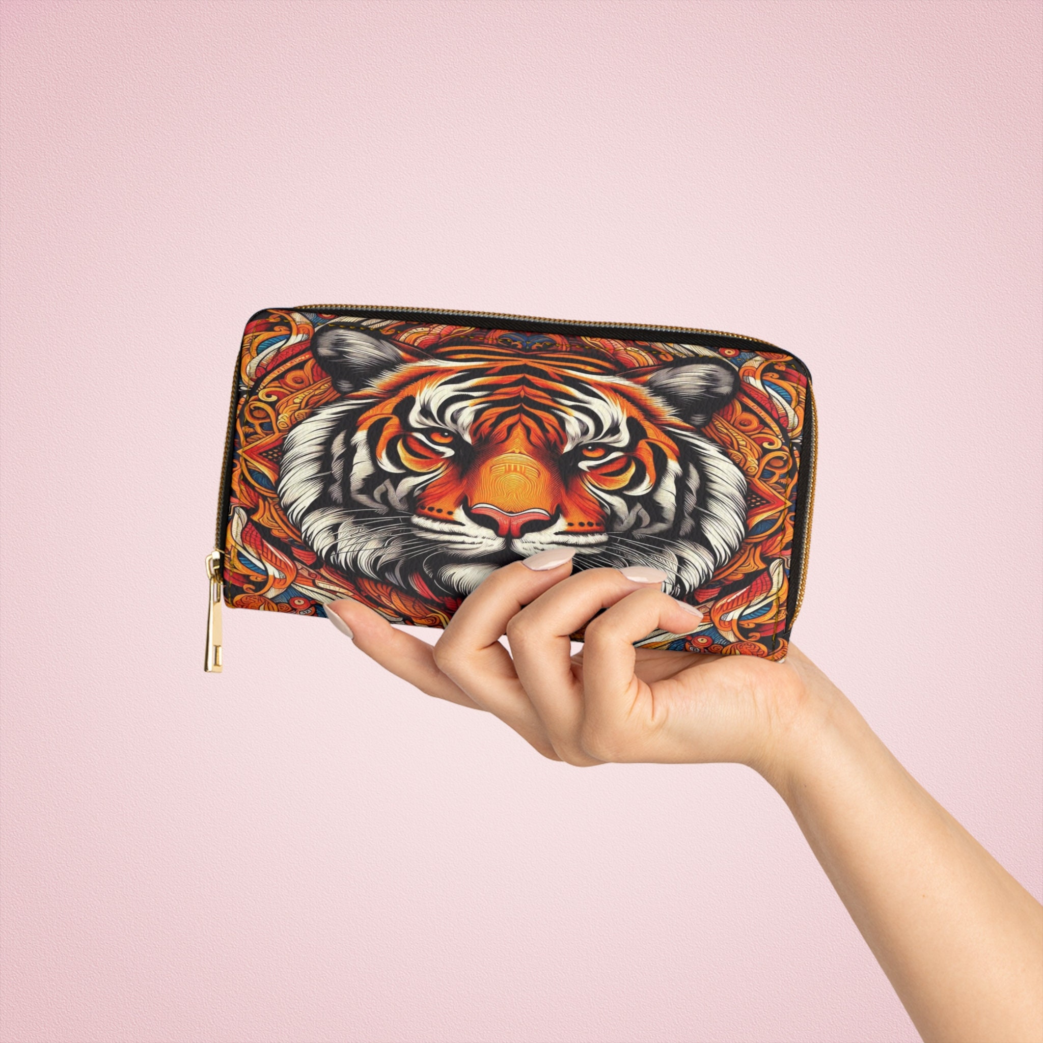 The Serious Orange Tiger Art Design Premium Zipper Wallet - Etsy
