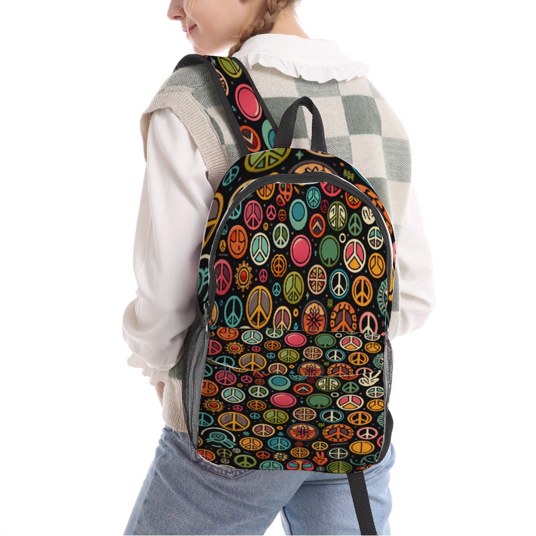 The Peace Sign Design Pattern All Over Print Backpack Travel Backpack ...