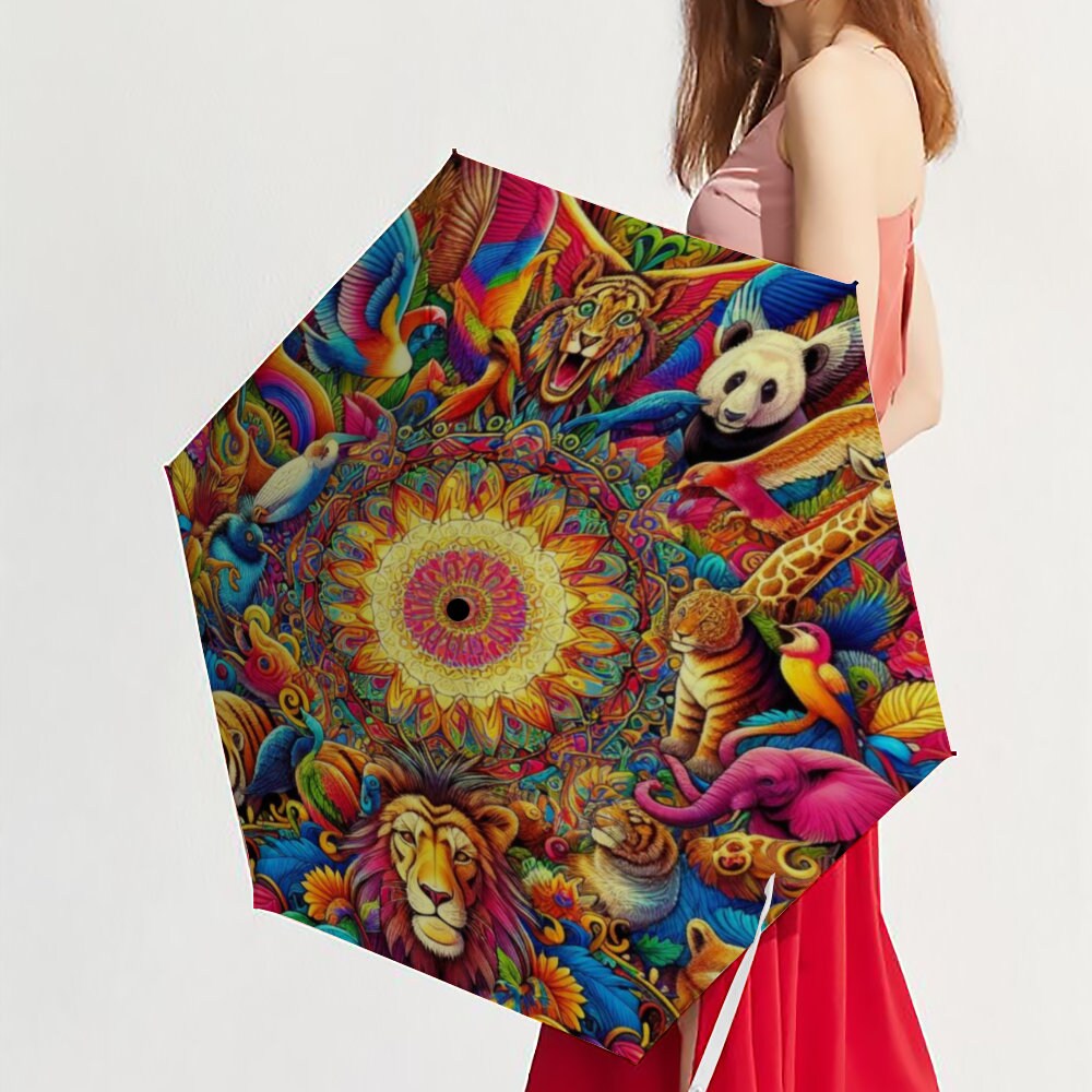 The Psychedelic Jungle Animals Art Design Umbrella Premium 5 - Etsy