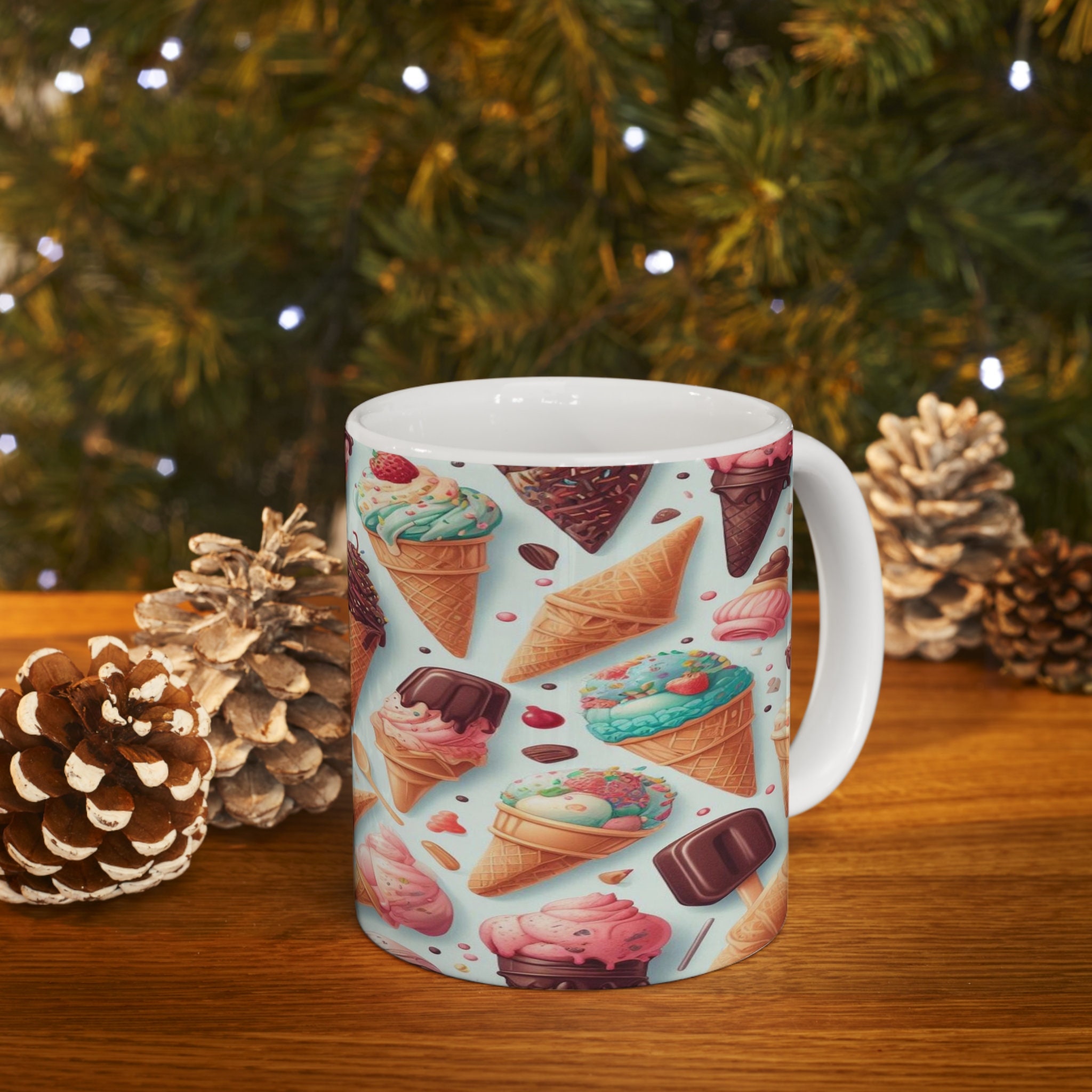 Ice Cream Cone Pattern Themed Ceramic Mug 11oz - Etsy