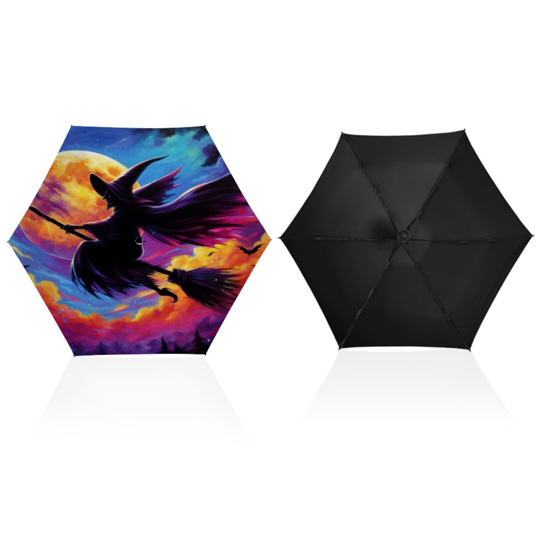 Umbrella the Evil Witch Flying on A Broom Stick in the Full Moon 5 ...