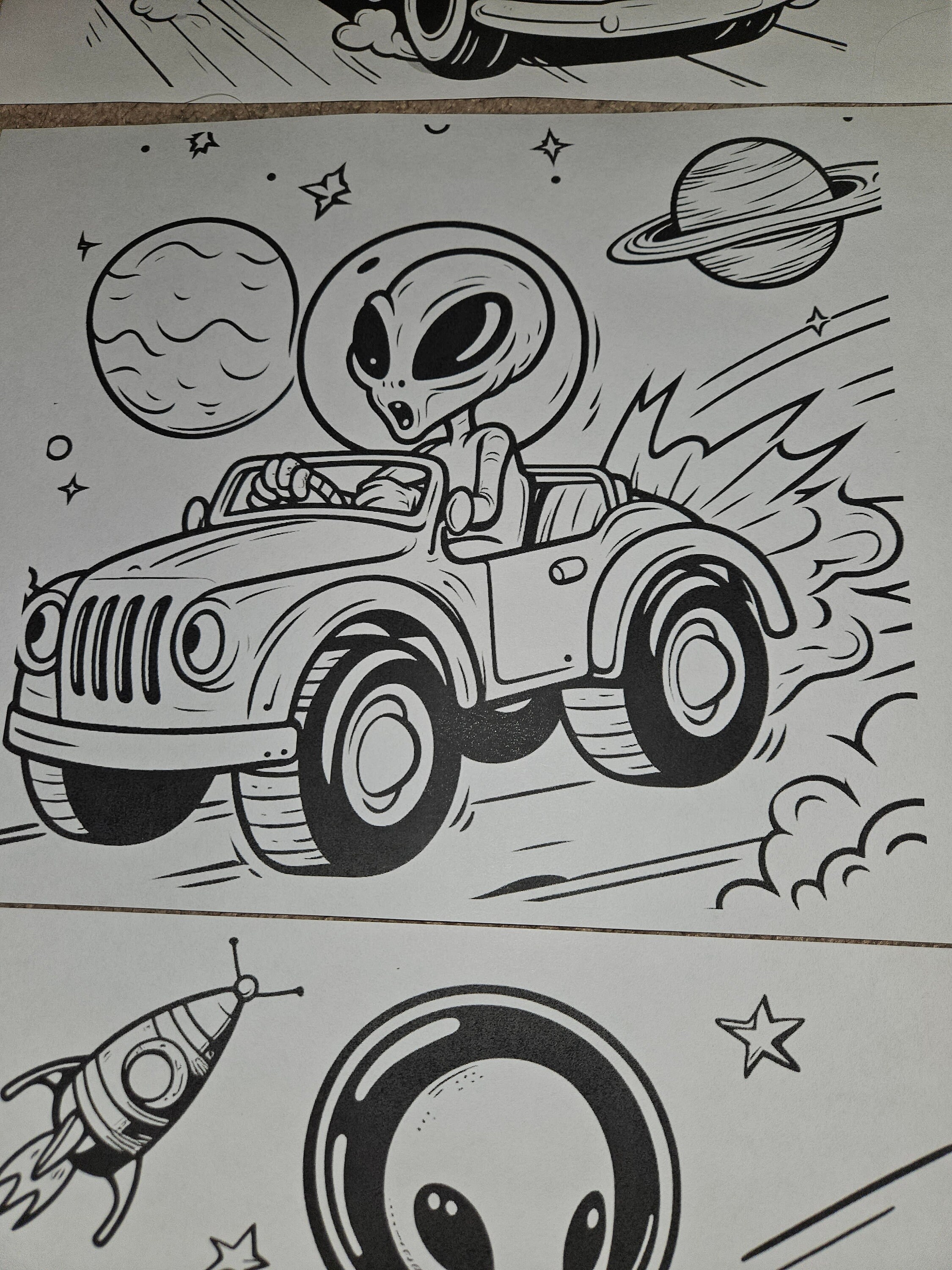 Cartoon Aliens Driving Vehicles 50 Page Downloadable Coloring - Etsy