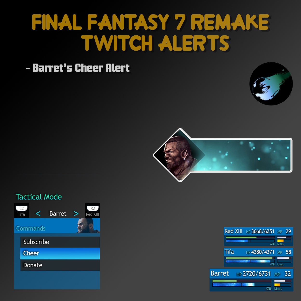 Animated Twitch Stream Alerts - Final Fantasy 7 Remake | FF7 | Twitch ...