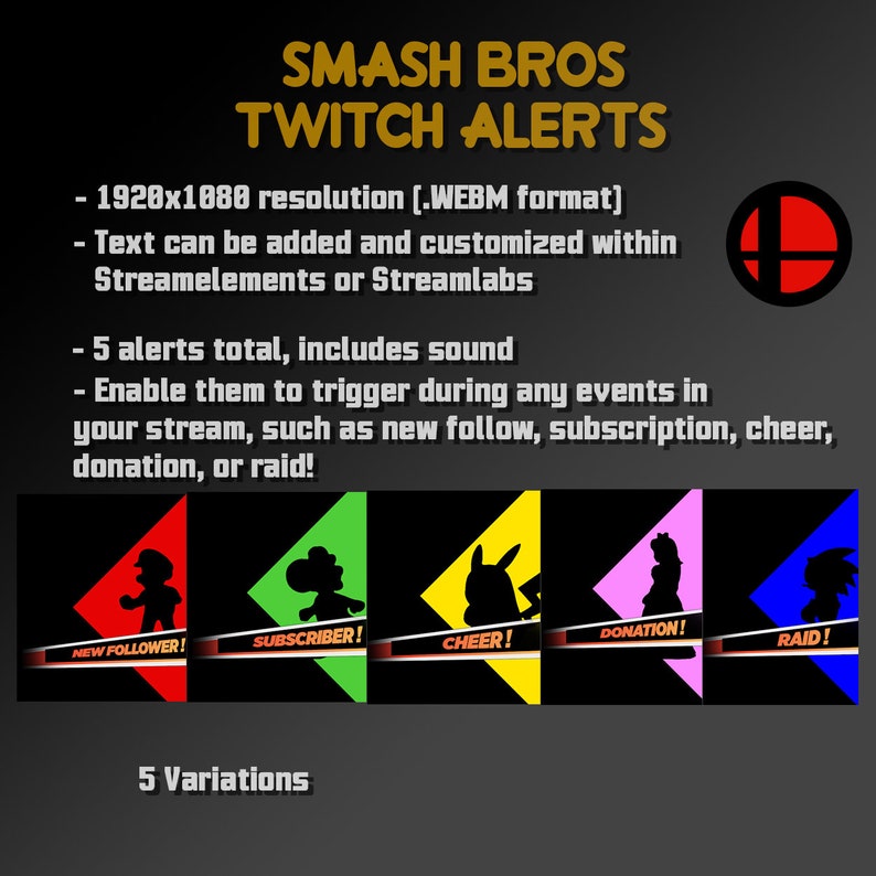 Custom Stream Alerts | Super Smash Bros | Twitch - Youtube - Kick ...